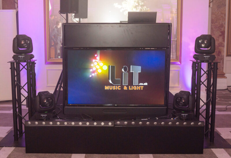 Black DJ booth with LED screen - Lit Event Group